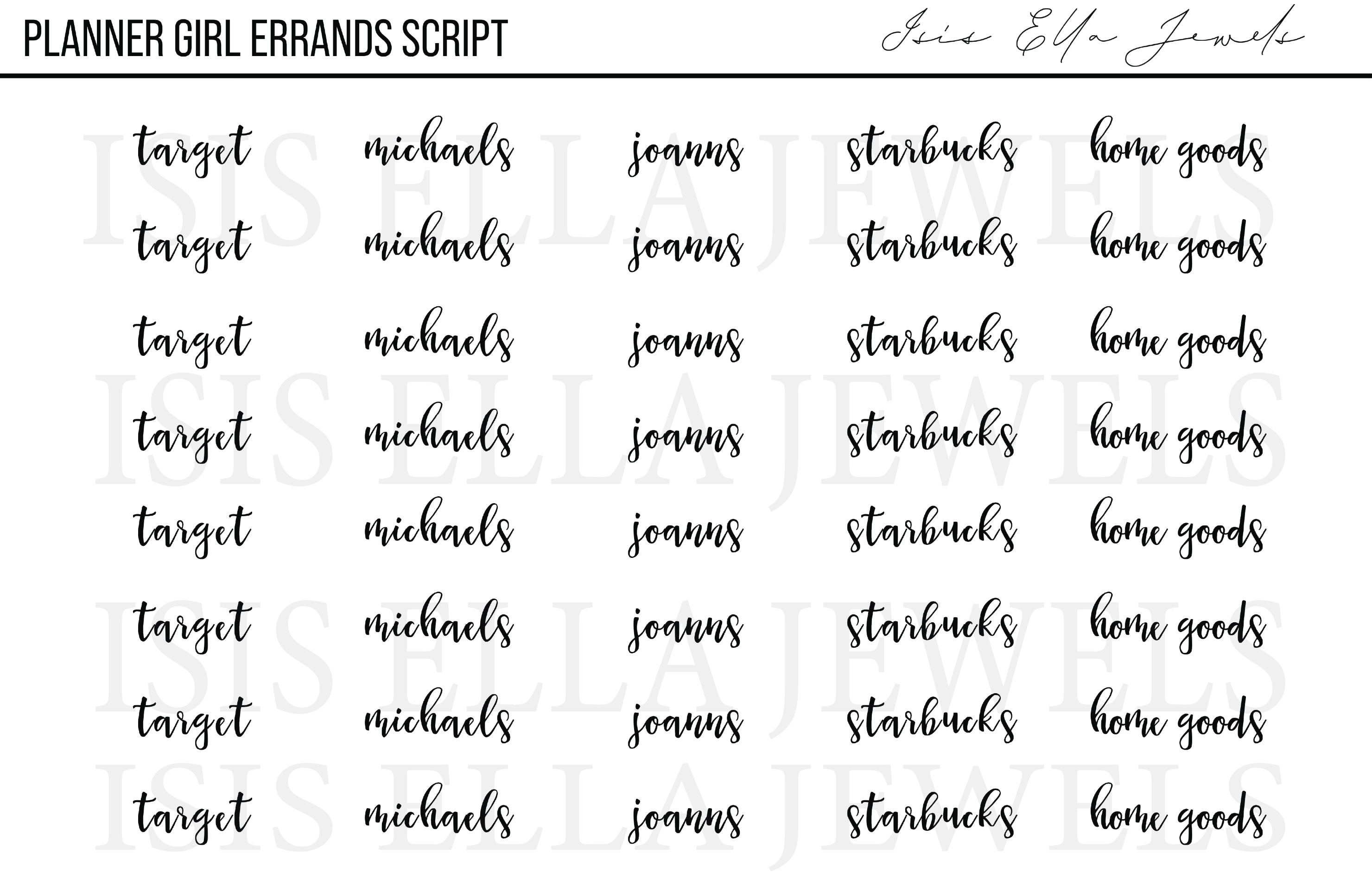 Planner Girl Errands Script – Isis Ella Jewels